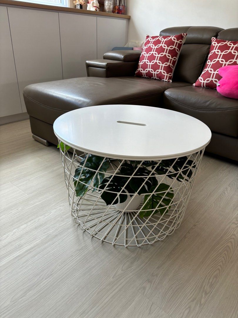 IKEA KVISTBRO Round Storage Coffee Table, Furniture & Home Living ...