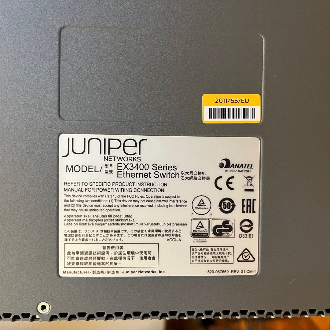 Juniper EX3400-24P Switch 24*1G 802.3at PoE+, 4*10G SFP+, 2*40G QSFP+ ...