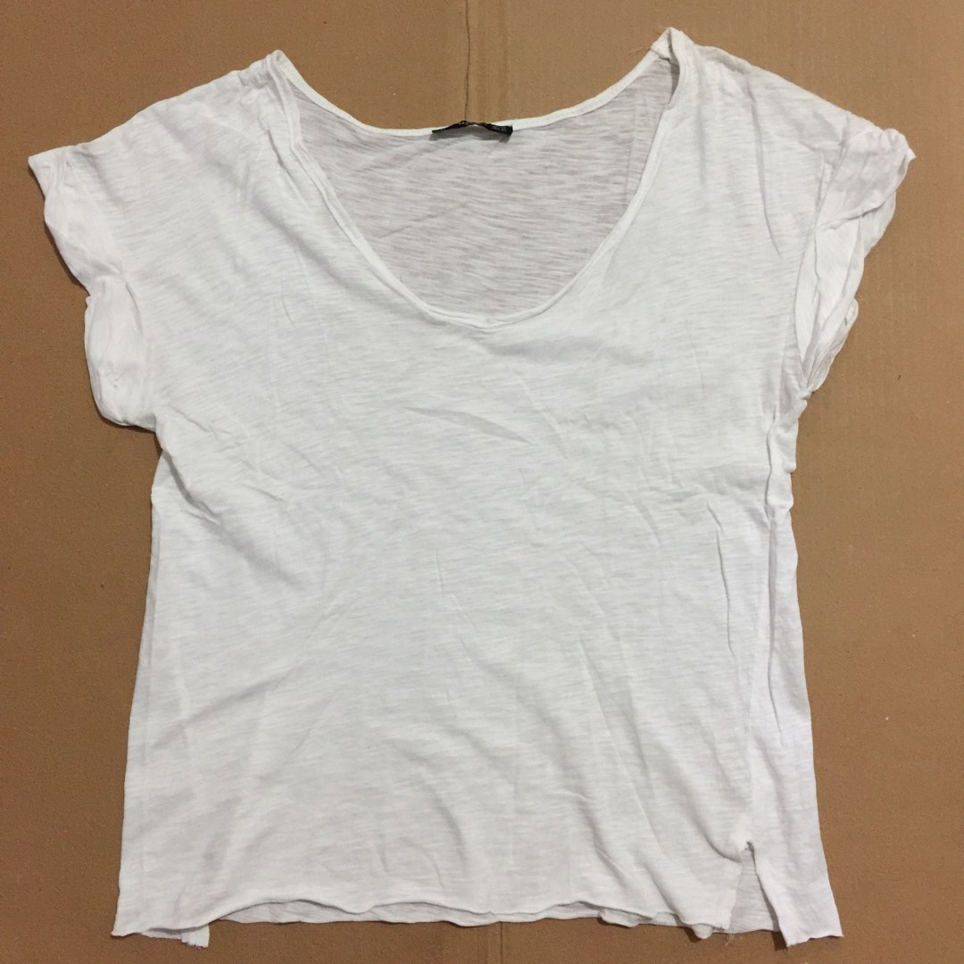 Mango Basics Basic White Top / Basic White T-shirt, Women's Fashion ...