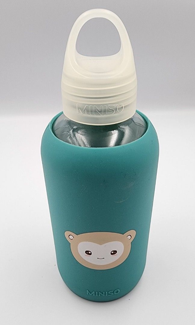 MINISO glass bottle 500ml with Silicon Cover, Furniture & Home Living ...