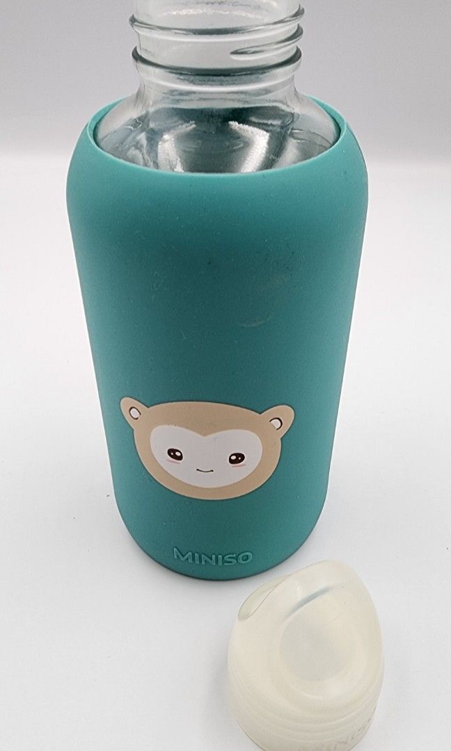 MINISO glass bottle 500ml with Silicon Cover, Furniture & Home Living ...