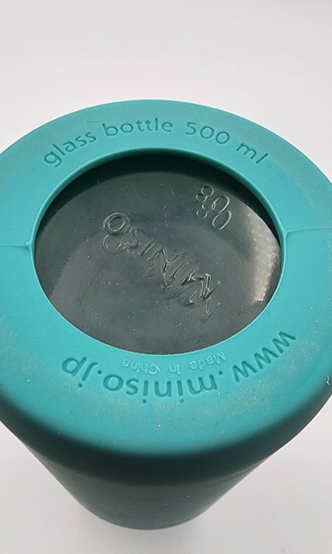 MINISO glass bottle 500ml with Silicon Cover, Furniture & Home Living ...