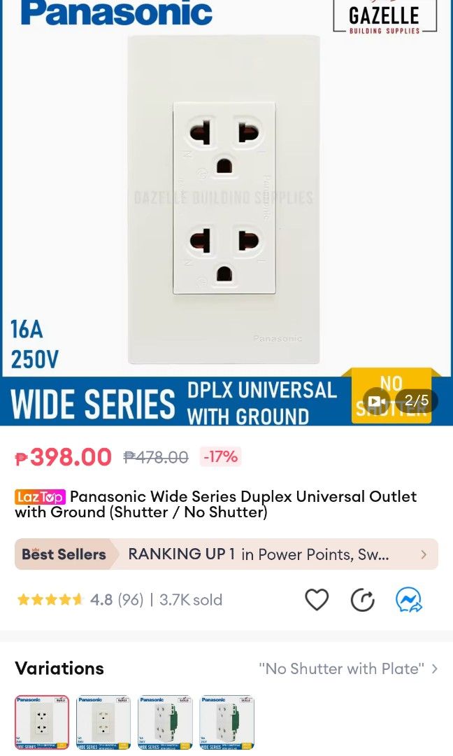 Panasonic wide series duplex universal outlet, Commercial & Industrial ...