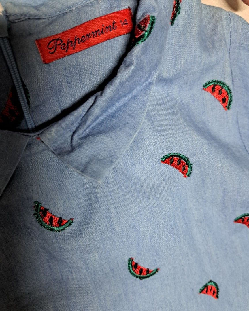 Peppermint Denim Watermelon dress, Babies & Kids, Babies & Kids Fashion ...