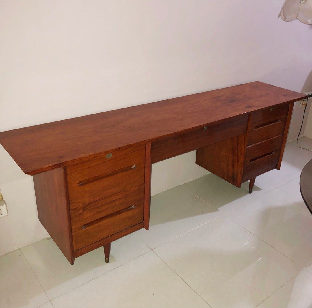 Pure Narra Wood - Long Table with Drawers, Furniture & Home Living ...