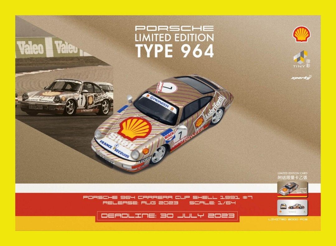 Ready stock 1/64 Tiny Sparky Porsche 911 964 Shell Limited, Hobbies & Toys, Toys & Games on ...