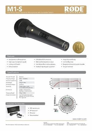 Rode M1 and M1-S Live Performance Dynamic Cardioid Vocal Microphone ...