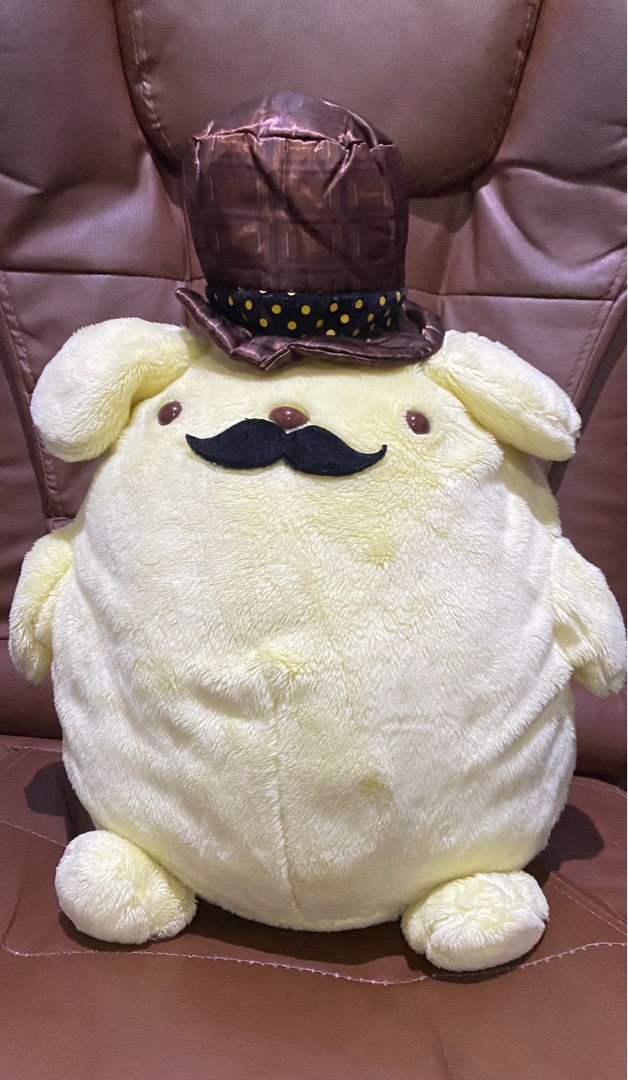 Sanrio Pompompurin with Mustache, Hobbies & Toys, Toys & Games on Carousell