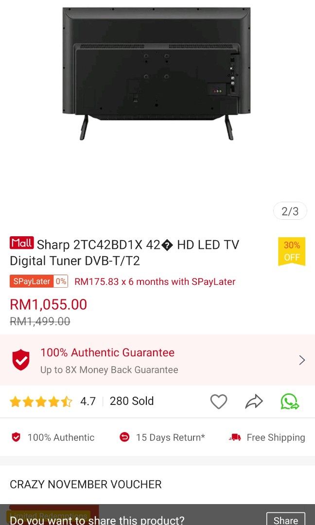 Sharp led 43 INCH tv, TV & Home Appliances, TV & Entertainment, TV on ...