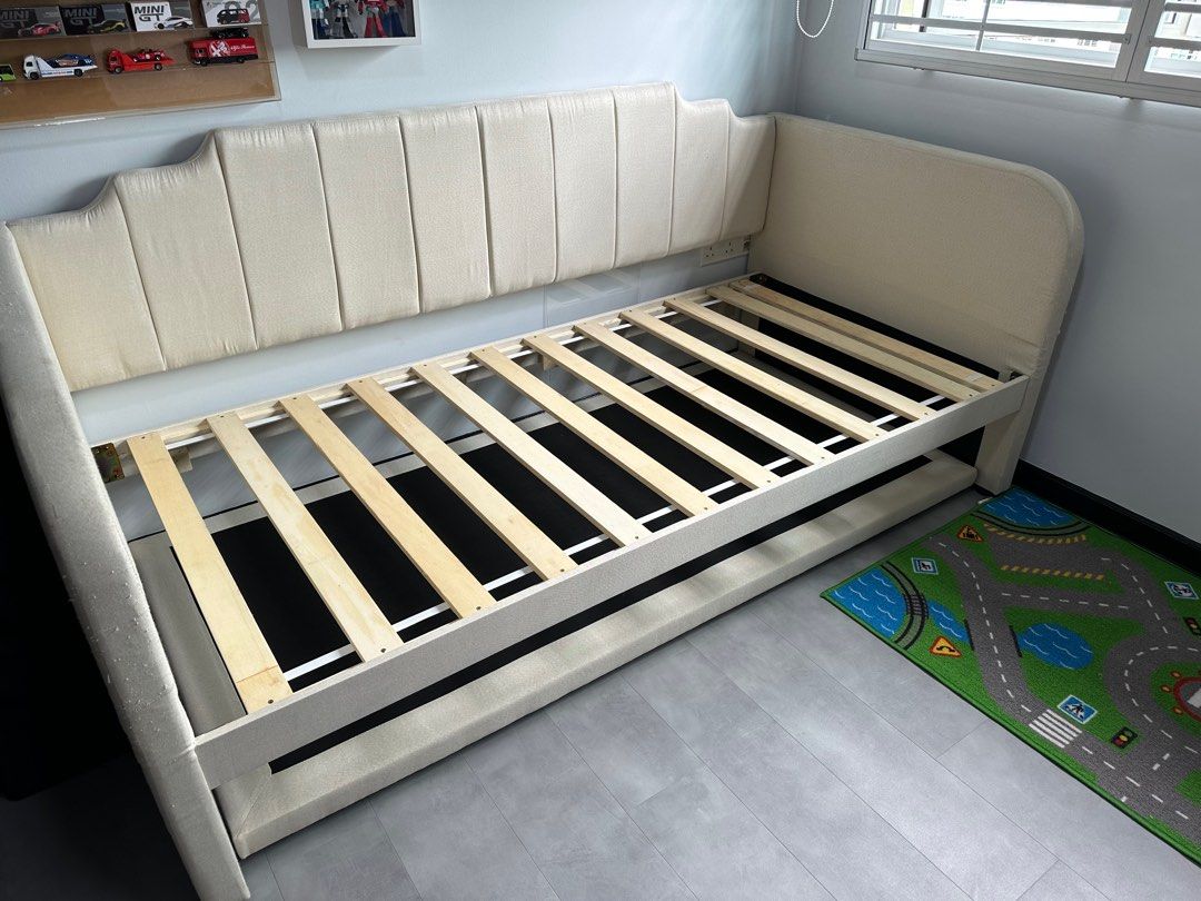 Single / Day bed frame with pull out, Furniture & Home Living ...
