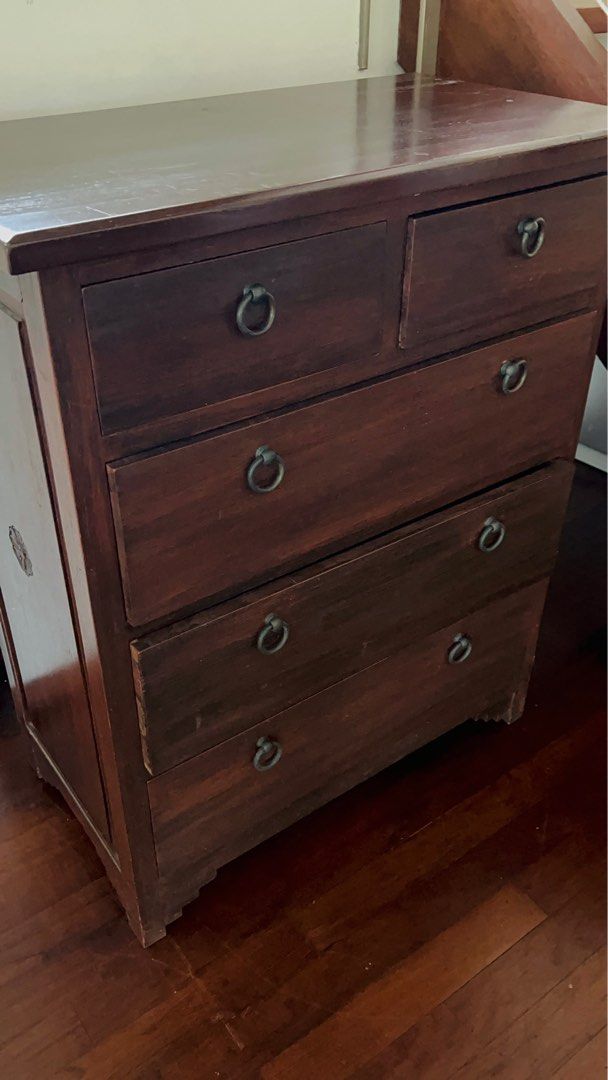Solid teak chest of drawers, Furniture & Home Living, Furniture ...