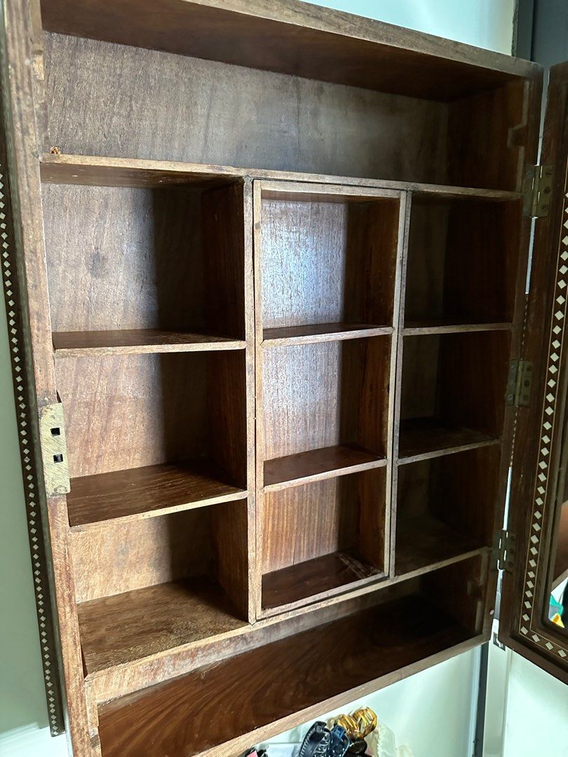 Teak bone inlay dresser organiser with mirror, Furniture & Home Living ...