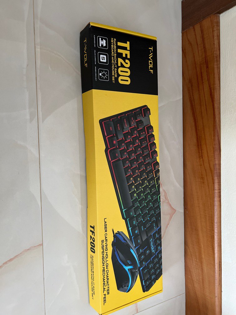 T-wolf TF200 rainbow backlit game keyboard and mouse set, Computers ...
