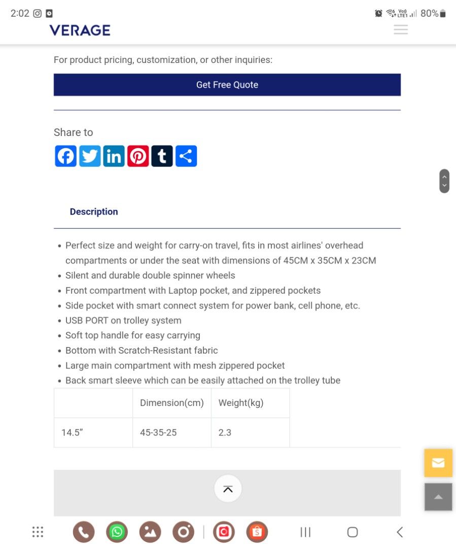 Verage cabin sized VISIONARY Underseat Luggage, Hobbies & Toys, Travel, Luggage on Carousell