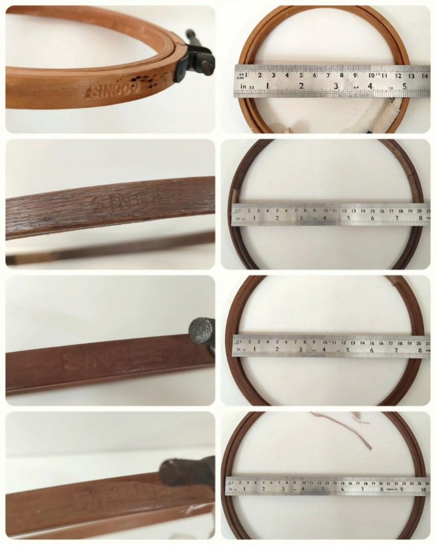 Vintage Set of Singer Embroidery Hoops, Antik, Pajangan di Carousell