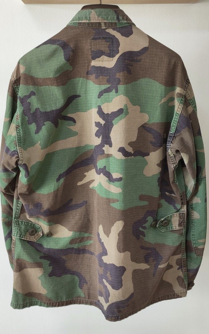 Vintage US Army Ripstop Cotton Woodland Camo Jacket Combat Fatigue BDU ...