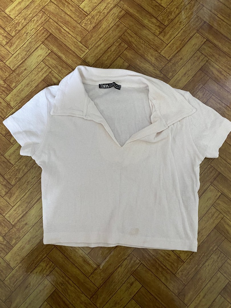 WHITE COLLARED TOP, Women's Fashion, Tops, Shirts on Carousell