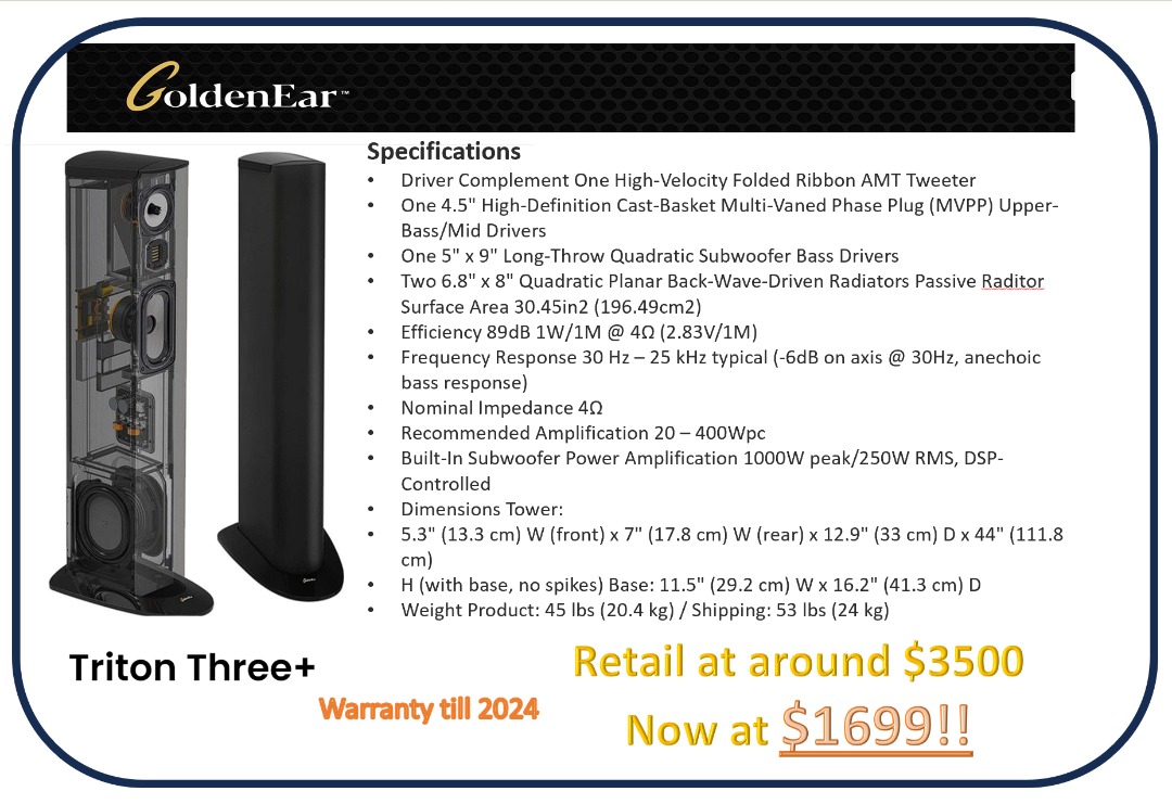 (With local warranty) GoldenEar Triton 3 Plus - High-Velocity Folded ...