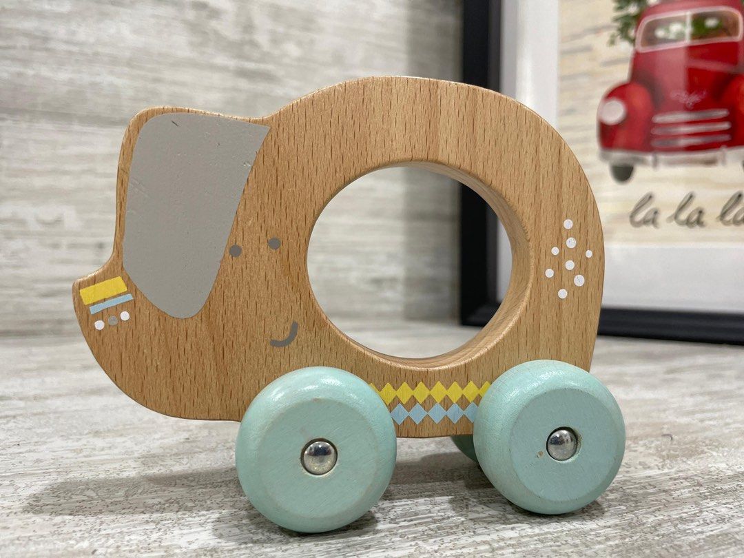 Wooden Elephant on Wheel, Hobbies & Toys, Toys & Games on Carousell