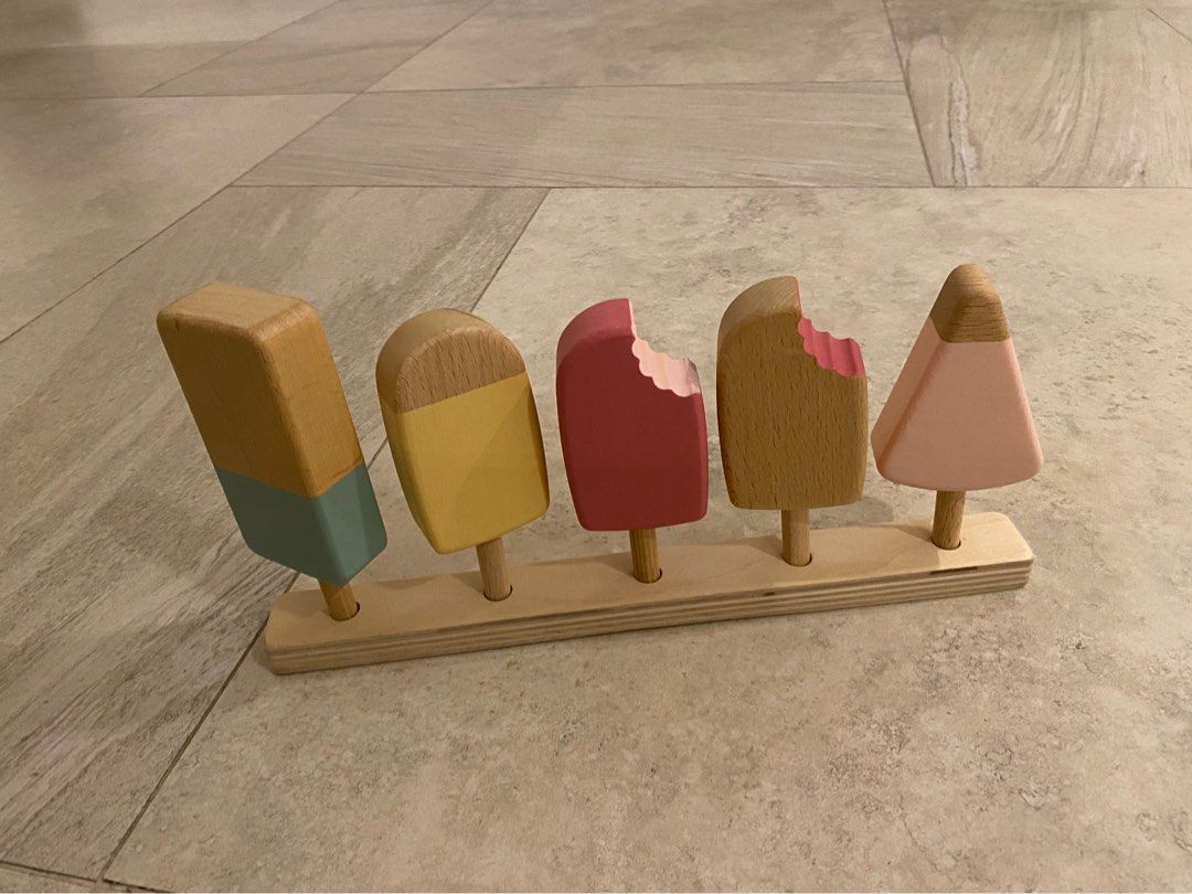 Wooden Ice Cream Lolly Set with Stand, Babies & Kids, Infant Playtime ...