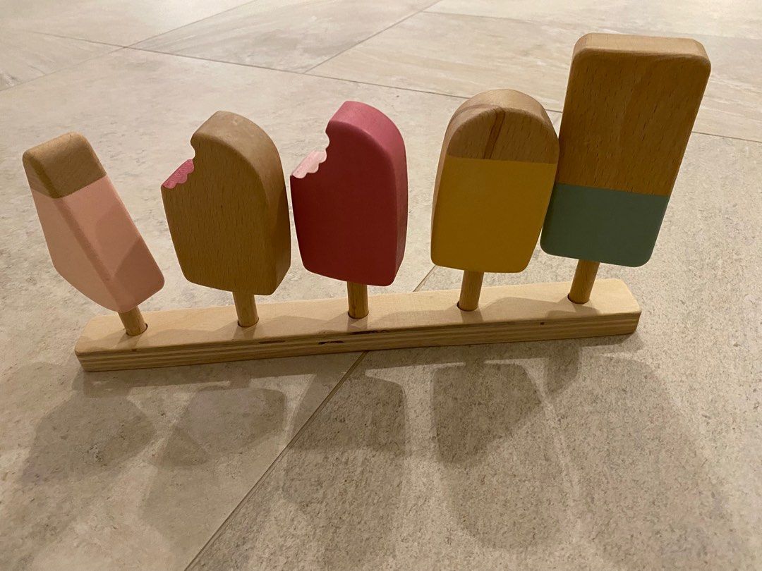 Wooden Ice Cream Lolly Set with Stand, Babies & Kids, Infant Playtime ...