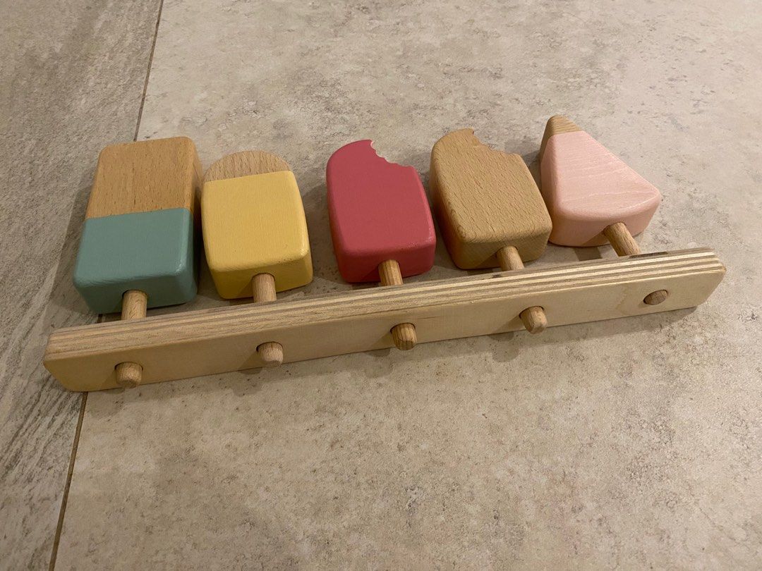 Wooden Ice Cream Lolly Set with Stand, Babies & Kids, Infant Playtime ...