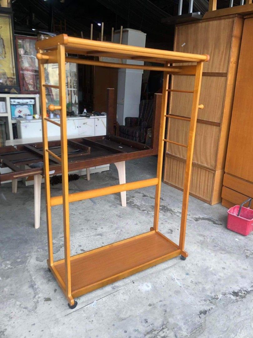 Wooden mobile hanger rack, Furniture & Home Living, Furniture, Shelves ...