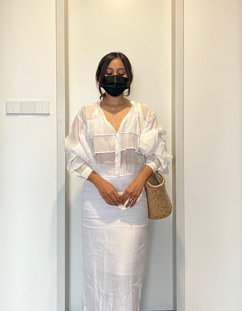 ZARA Sheer Ruffle Top, Women's Fashion, Tops, Blouses on Carousell