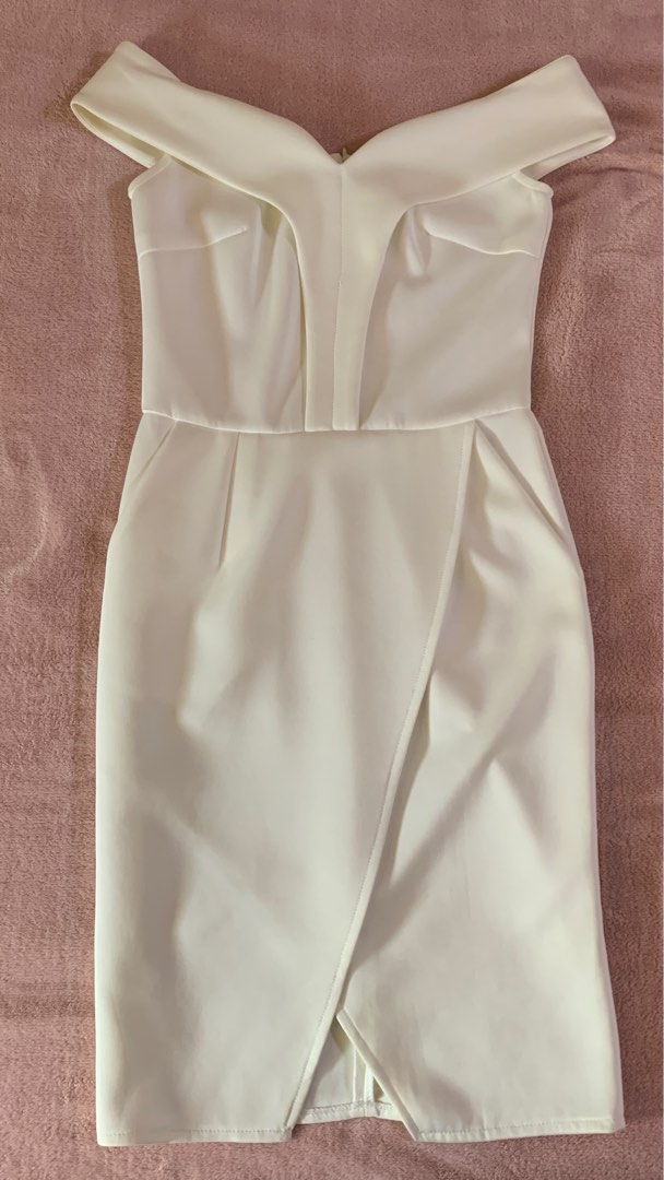 APARTMENT EIGHT off-white dress (off-shoulders with slit), Women's ...