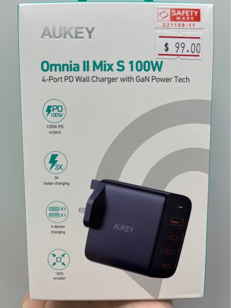 Aukey Omnia II Mix S 100W 4-Port PD Wall Charger with GaNPower tech, Mobile Phones & Gadgets ...