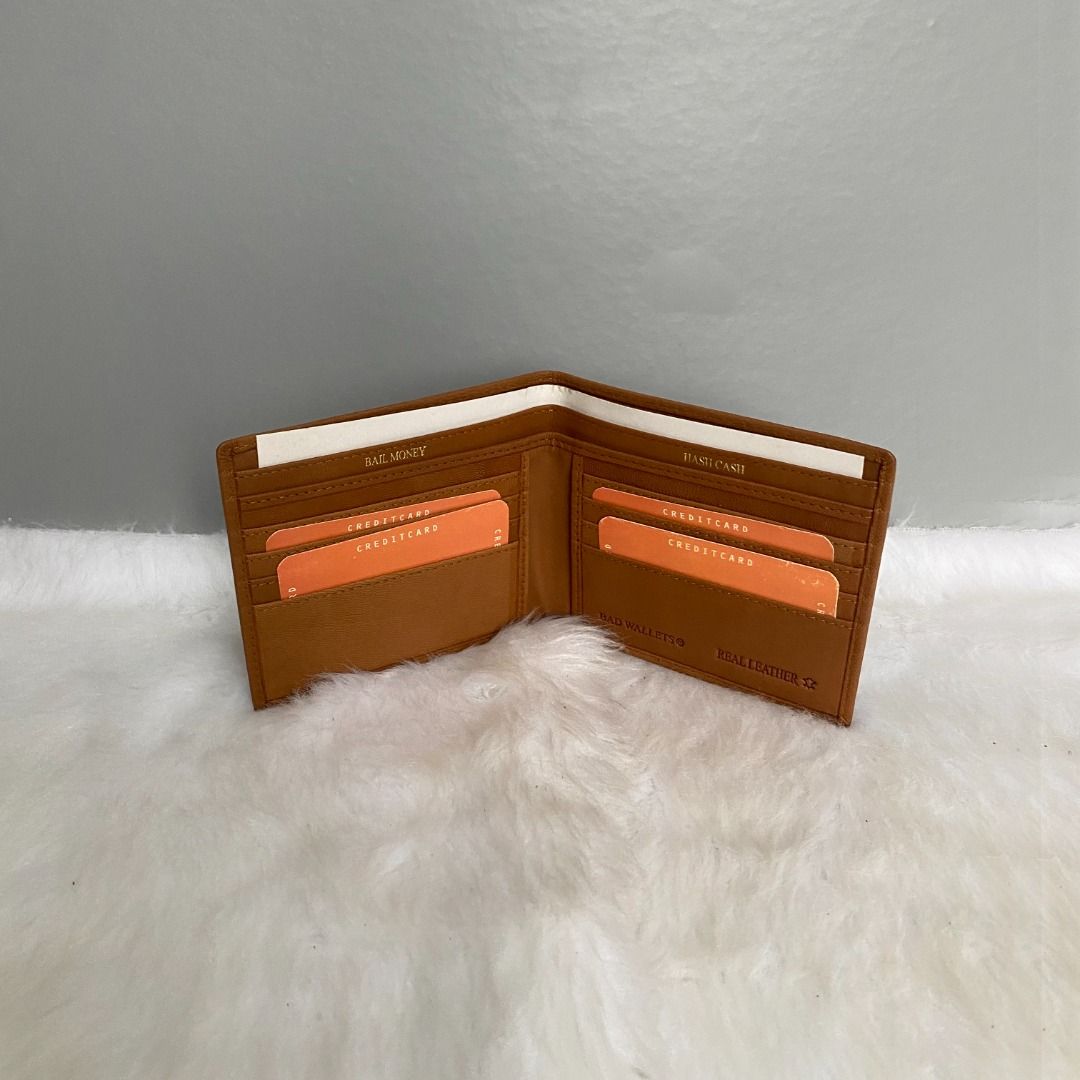 Bad Wallets Brown Leather Statement Bifold Wallet, Men's Fashion ...