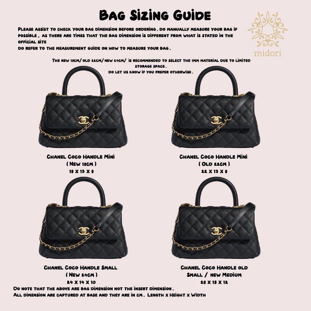 Bag insert for Chanel Coco Handle Mini, Women's Fashion, Bags & Wallets ...