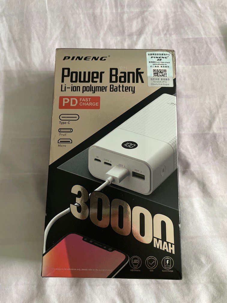 BNIB PINENG 30000mAh Power Bank (30k mAh), Mobile Phones & Gadgets ...