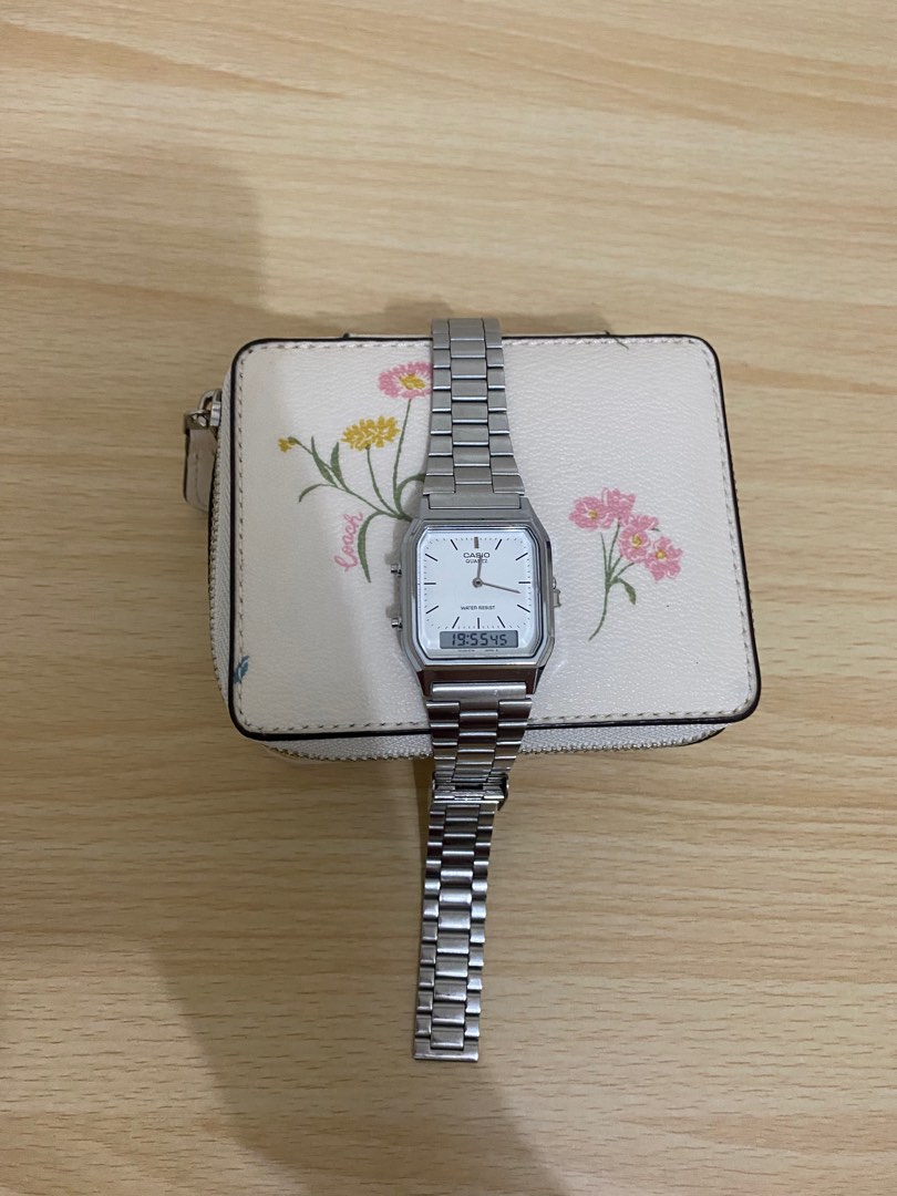 Casio Silver Resin Analog-Digital Watch, Women's Fashion, Watches ...