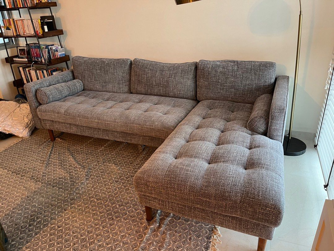 Castlery Madison Chaise L Shaped 3 seater Sofa, Furniture & Home Living ...