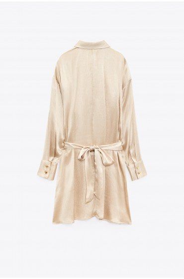 Cava Golden Satin Collared Mini Belt Design, Women's Fashion, Dresses ...