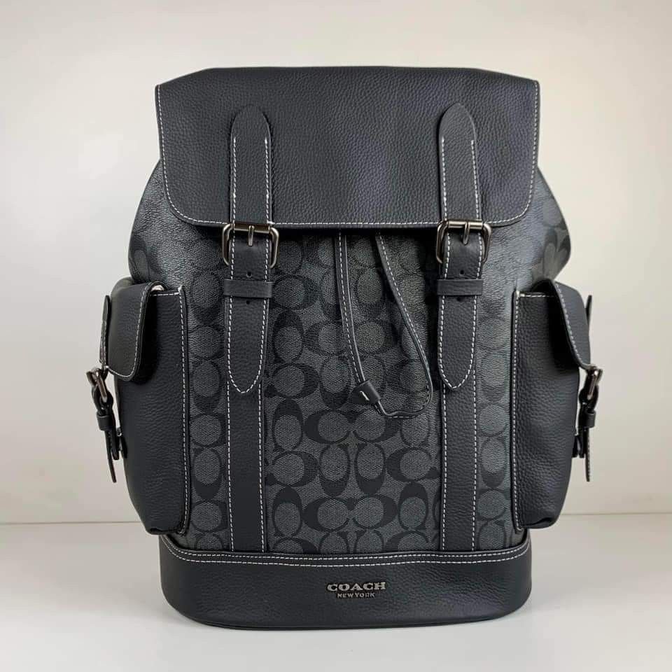 Coach Hudson Backpack in Signature Canvas Charcoal, Men's Fashion, Bags ...