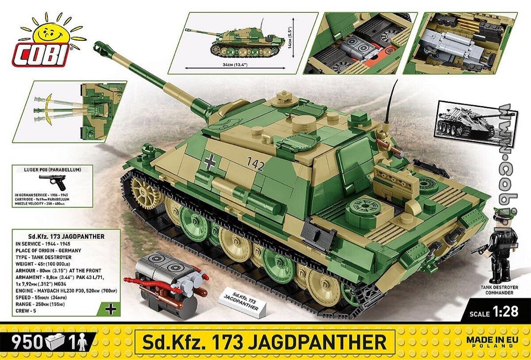 COBI 2574 GERMAN WW2 JAGDPANTHER TANK BRICKS (LEGO compatible), Hobbies ...