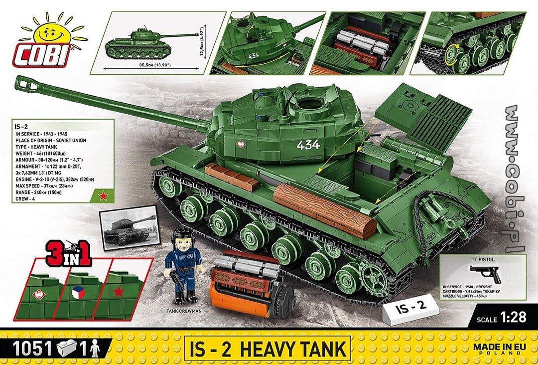 COBI 2578 RUSSIAN WW2 IS-2 TANK BRICKS (LEGO compatible), Hobbies ...