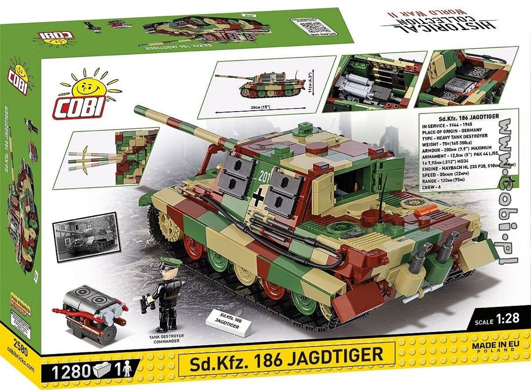 COBI 2580 GERMAN WW2 JAGDTIGER TANK BRICKS ( LEGO compatible), Hobbies ...