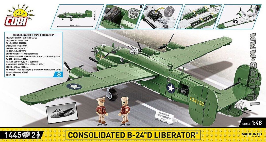 COBI 5739 US WW2 B-24D LIBERATOR BOMBER FIGHTER PLANE BRICKS (LEGO ...