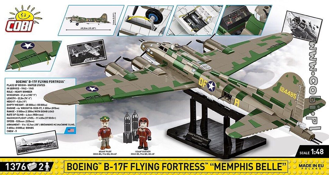 COBI 5749 US WW2 B-17 MEMPHIS BELLE FLYING FORTRESS BOMBER FIGHTER ...