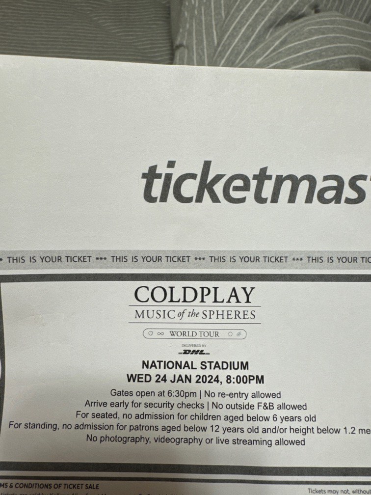 Coldplay Music of the Sphere Concert Ticket, Tickets & Vouchers, Event ...