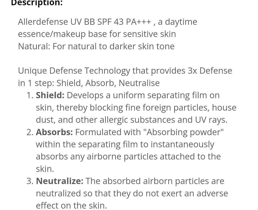 D Program Allerdefense Essence 40ml, Beauty & Personal Care, Face, Face Care on Carousell