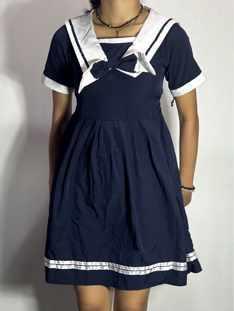 dark blue navy blue sailor dress seifuku gothic lolita emo punk, Women ...