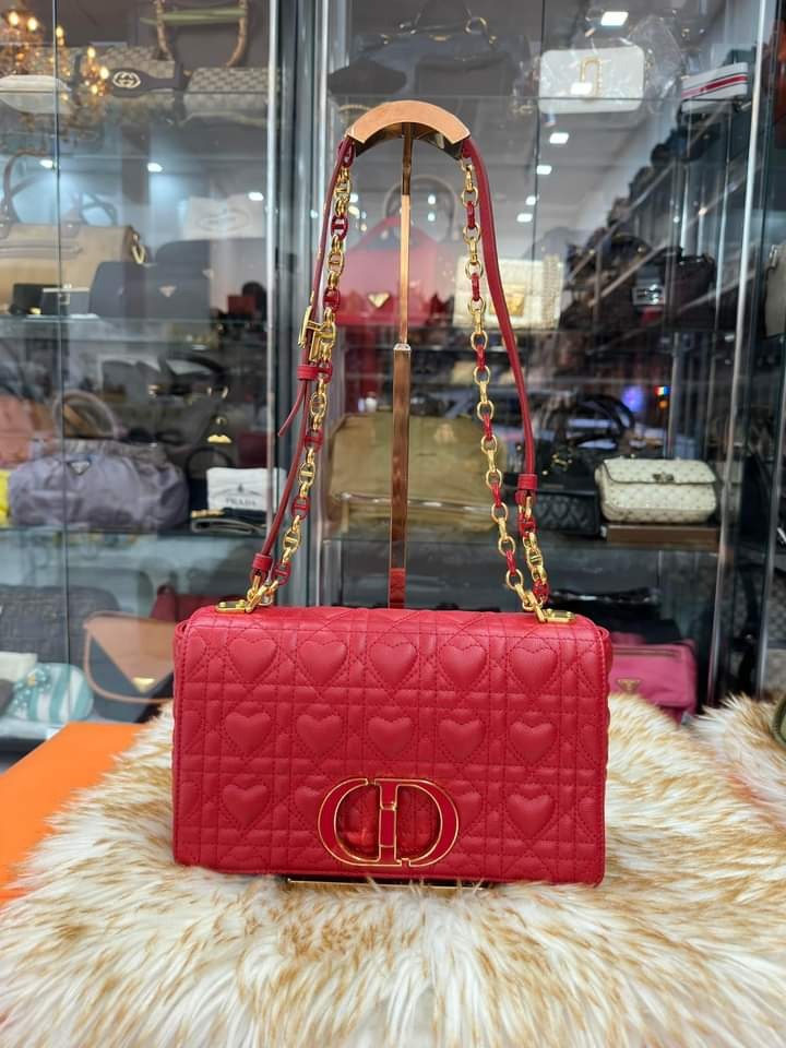 Dior Small Caro Bag Red Supple Cannage Calfskin, Luxury, Bags & Wallets ...