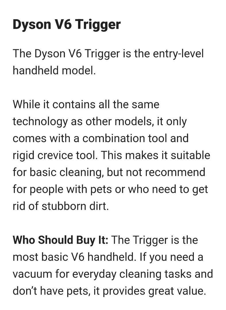 Dyson V6 Trigger, TV & Home Appliances, Vacuum Cleaner & Housekeeping ...