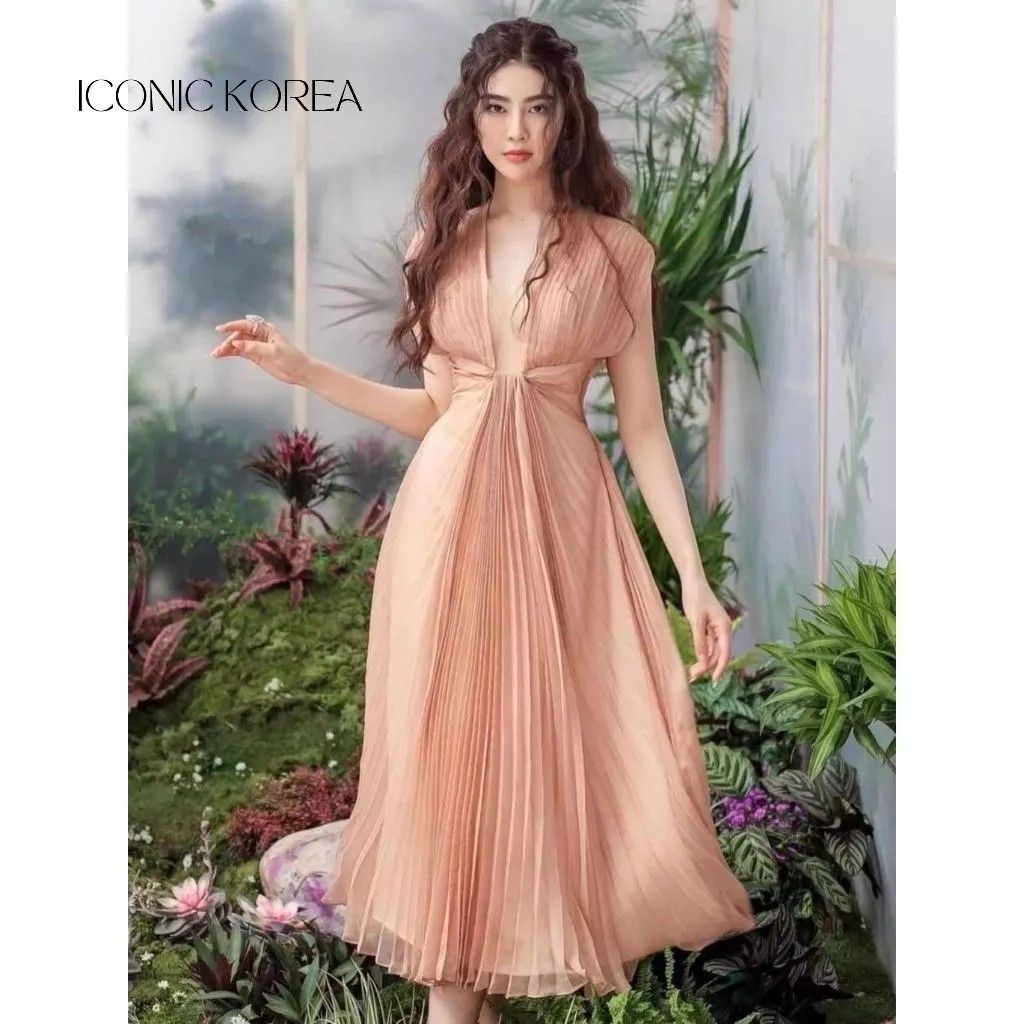 Peach Fuzz Color Elegant Long Dress For Events 2024 Color of the Year ...