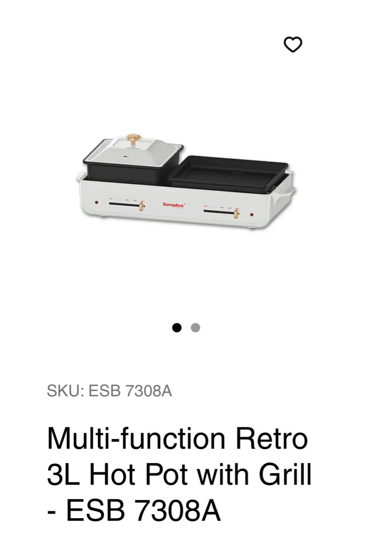 Europace Multifunction retro 3L hotpot with grill - ESB7308A, TV & Home ...