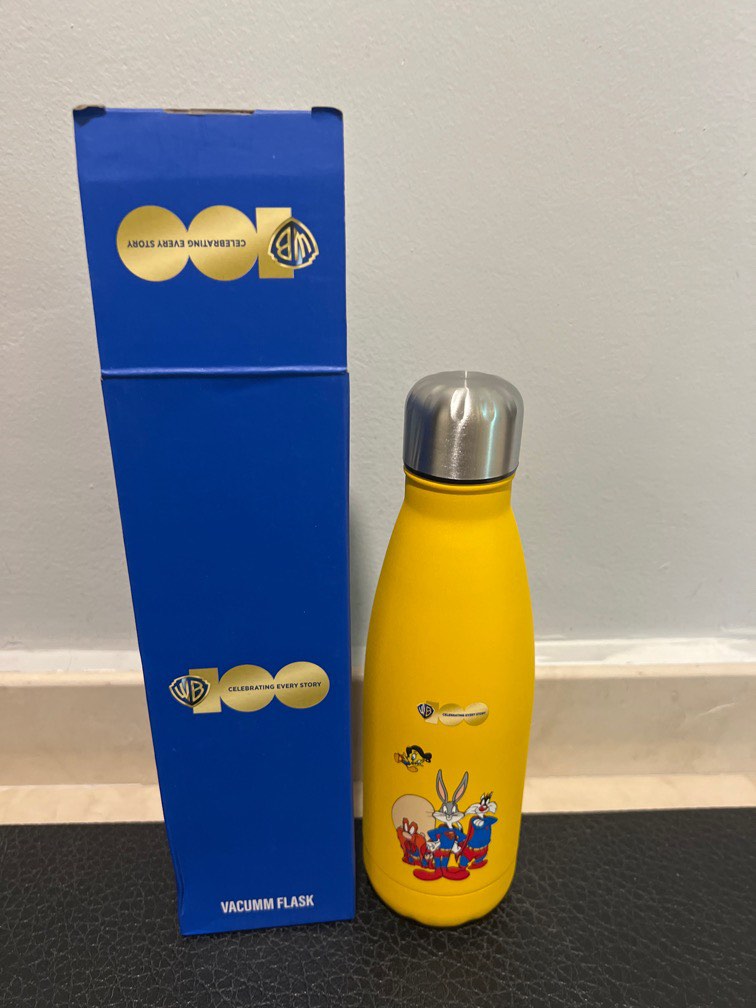 BN authentic WB warner Bros (brothers) vacuum flask - yellow, Furniture ...